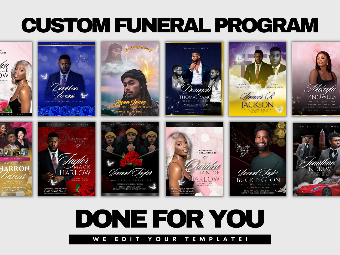 CUSTOM Done For You Funeral Program|custom funeral program designer|We ...