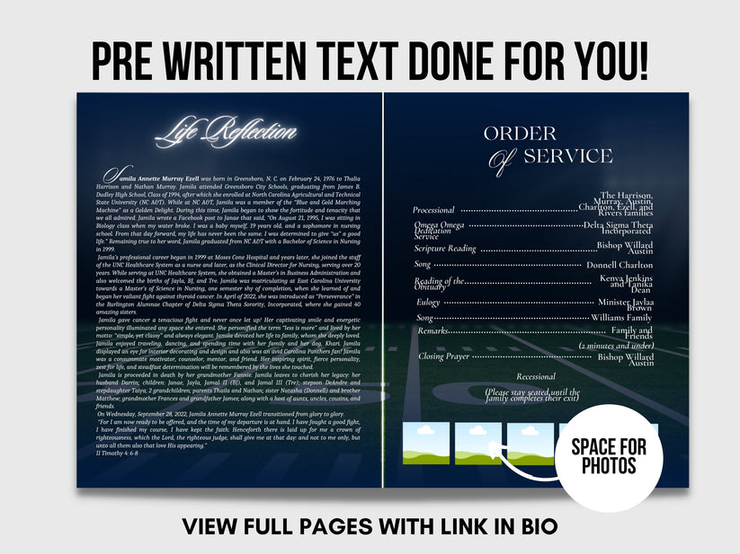 8.5"x11" BOOKLET Memorial program (4 pages) | Red Football Funeral Pro ...