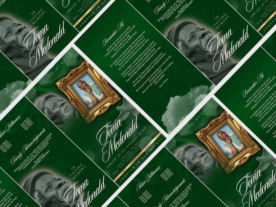 17"x11" FUNERAL OBITUARY TEMPLATE (2 pages) |Elegant Style Funeral Pro ...